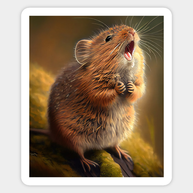 Singing Vole-Oil paint - Vole - Sticker | TeePublic